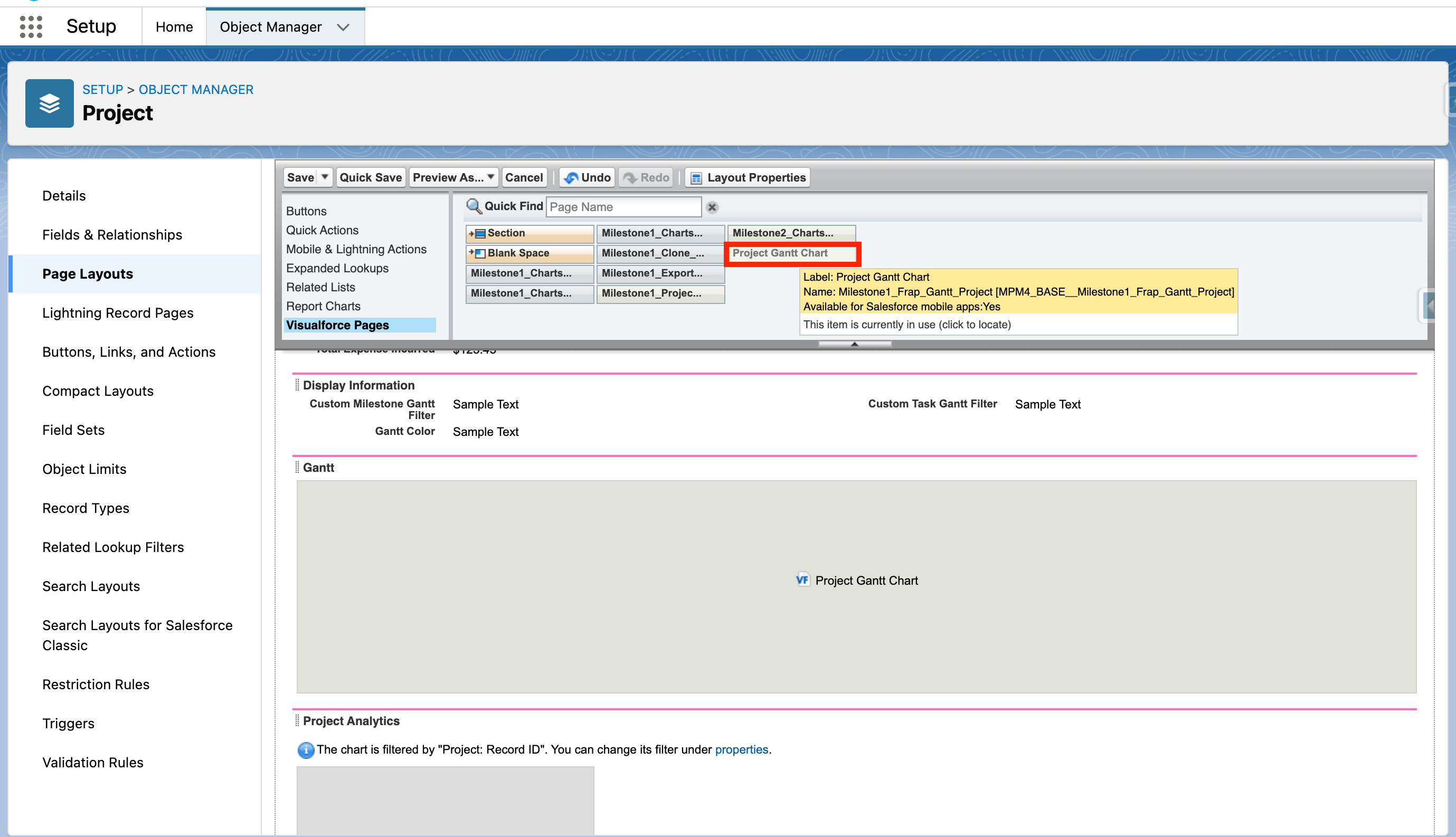 How To Add The Lightning Gantt To The Page Layout Salesforce App Help Center Passage Technology 