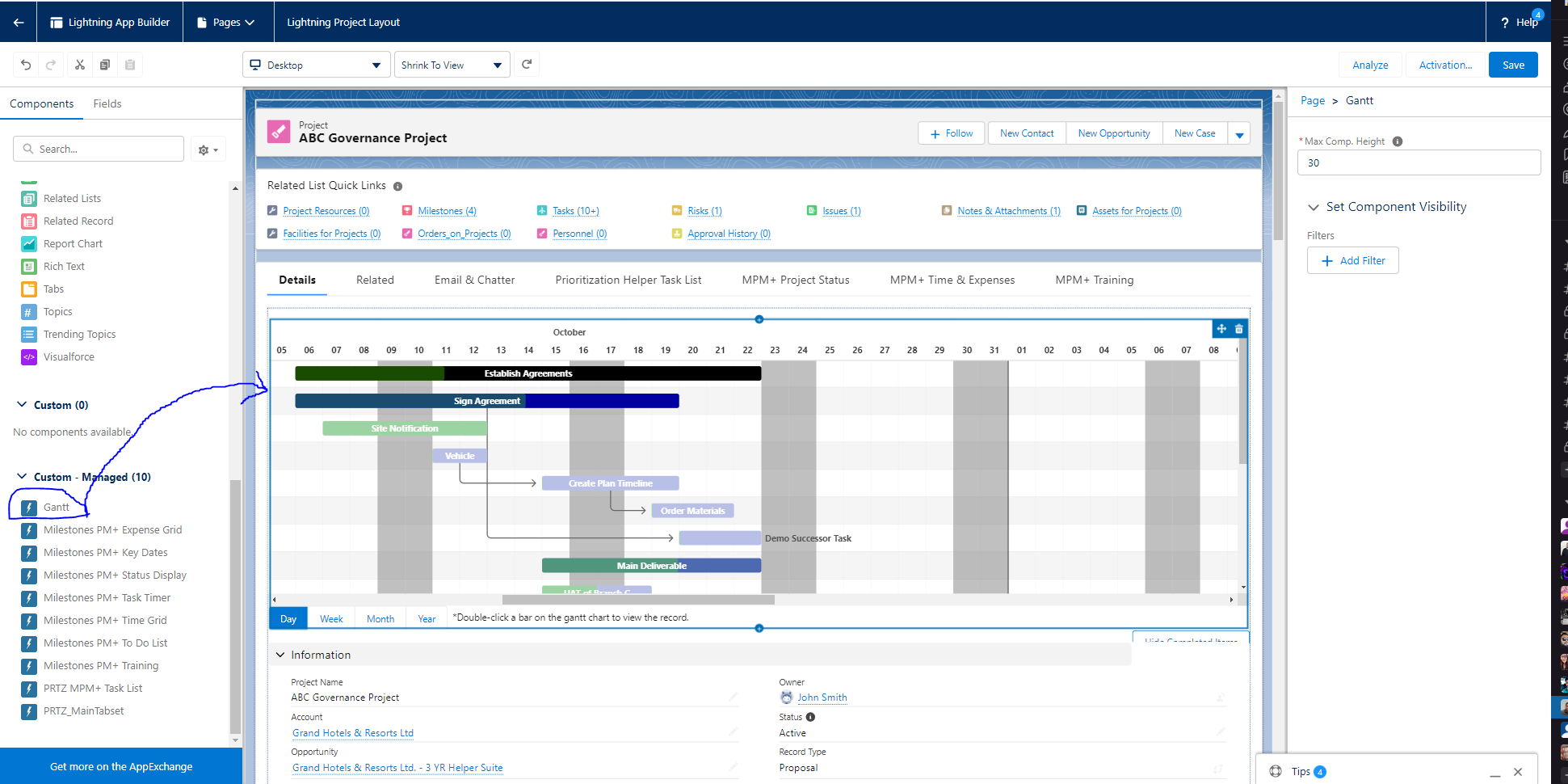 How to add the Lightning Gantt to the page layout | Salesforce App Help Center | Passage Technology
